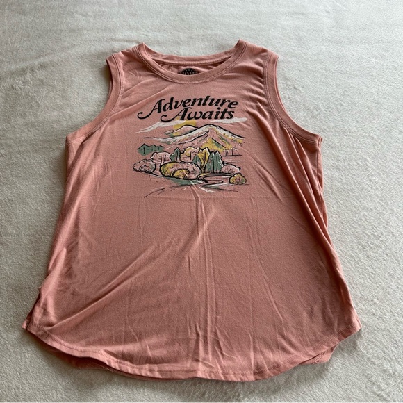 Home Free | Tops | 19 Pink Graphic Muscle Tee Relaxed Fit | Poshmark
